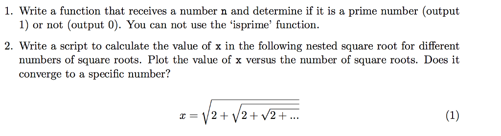 Solved 1. Write a function that receives a number n and | Chegg.com
