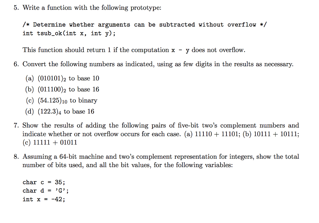 Solved 5 Write A Function With The Following Prototype