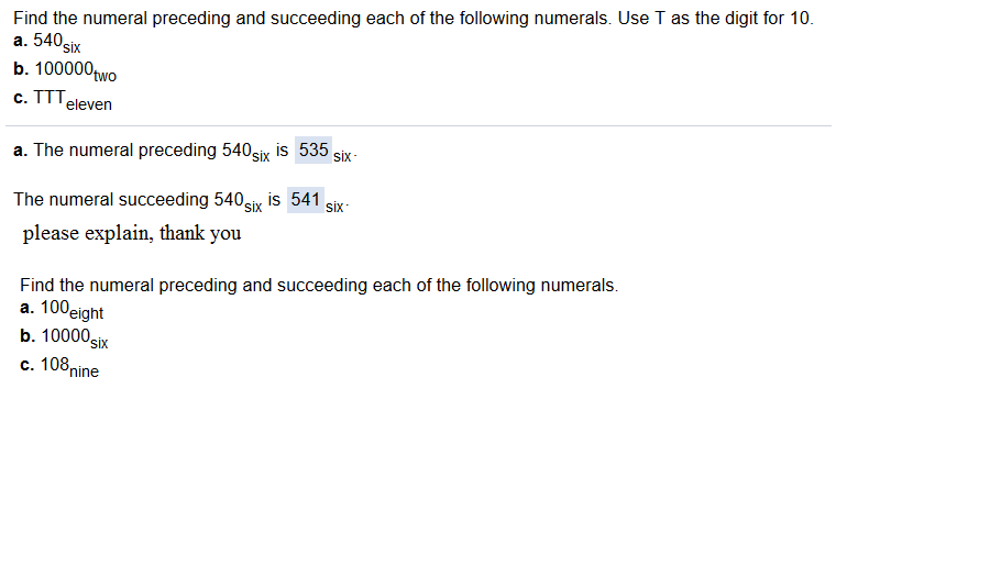 Solved Find the numeral preceding and succeeding each of the | Chegg.com
