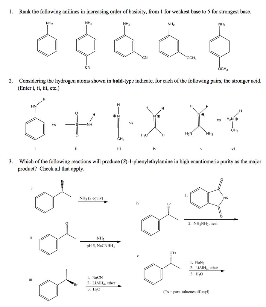 Solved Rank the following anilines in increasing order of | Chegg.com