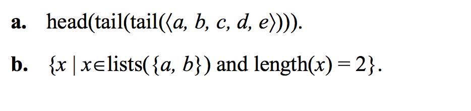 Solved head(tail(tail(〈a, b, c, d, e〉))). a. b. fr | Chegg.com
