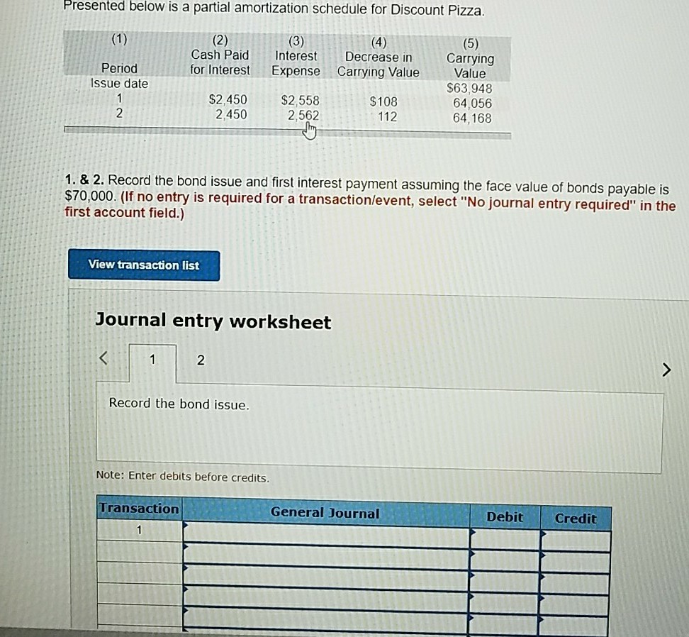 Solved Presented below is a partial amortization schedule | Chegg.com