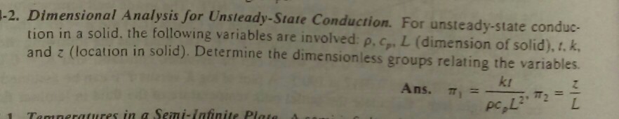 Solved mensional Analysis for Unsteady-State Conduction. For | Chegg.com