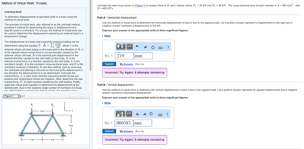 Solved Method of Virtual Work: Trusses Consider the steel | Chegg.com