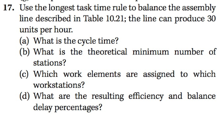 Solved Use the longest task time rule to balance the | Chegg.com