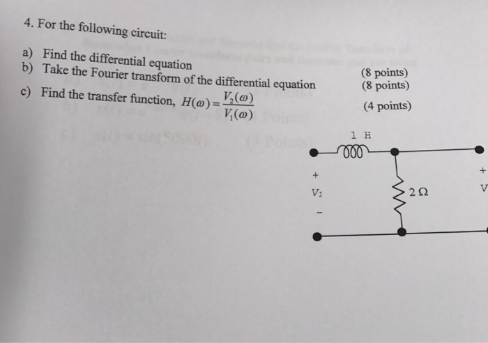 Solved For the following circuit: Find the differential | Chegg.com