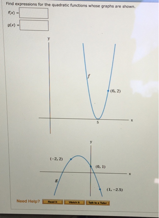 Solved Find expressions for the quadratic functions whose | Chegg.com