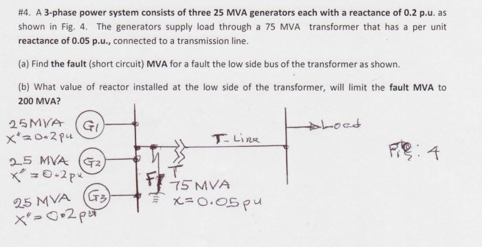 Solved #4. A 3-phase power system consists of three 25 MVA | Chegg.com