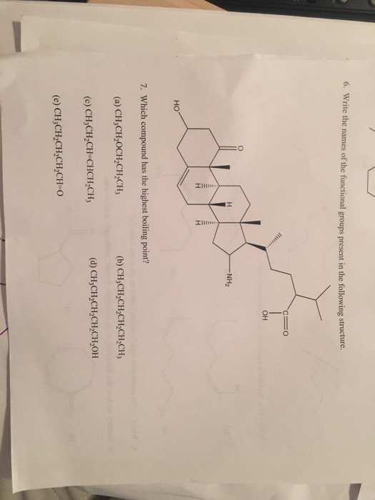 Solved Write the names of the functional groups present in | Chegg.com