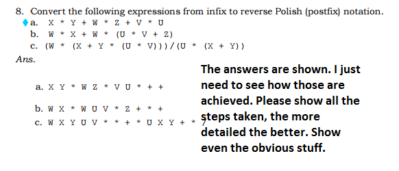Solved Convert the following expressions from infix to | Chegg.com Solved Convert the following expressions from infix to | Chegg.com