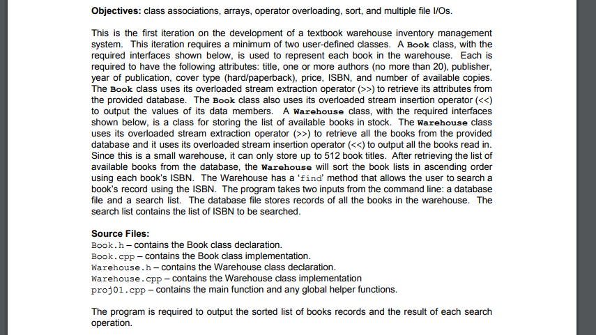 Objectives: class associations, arrays, operator | Chegg.com