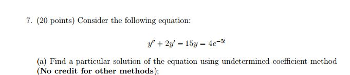 Solved Differential Equations Consider the following | Chegg.com
