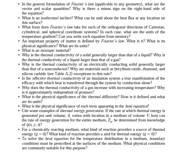In the general formulation of Fourier's law | Chegg.com