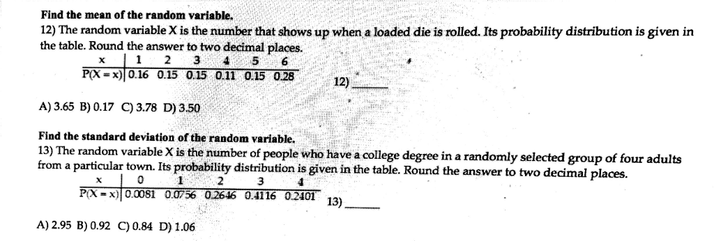 Solved The random variable X is the number that shows up | Chegg.com