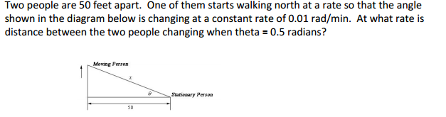 Solved Two people are 50 feet apart. One of them starts | Chegg.com