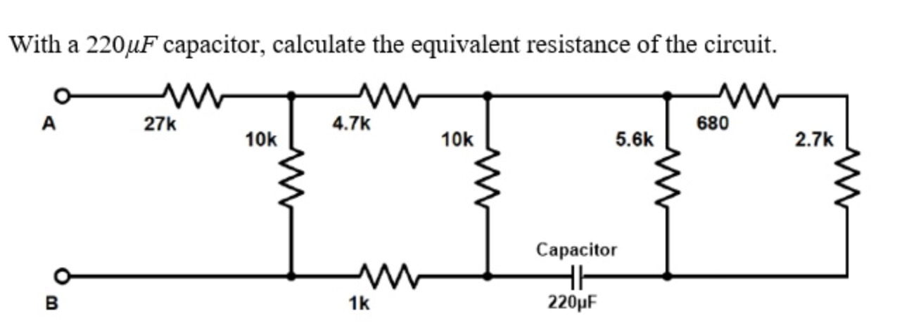 Solved With a 220 mew F capacitor, calculate the equivalent | Chegg.com