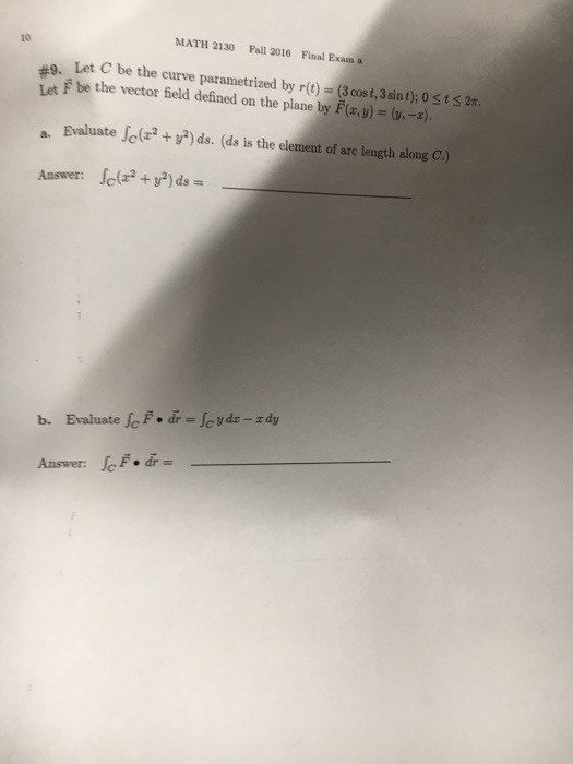 Solved Let C be the curve parametrized by r(t) = (3 cos t, 3 | Chegg.com