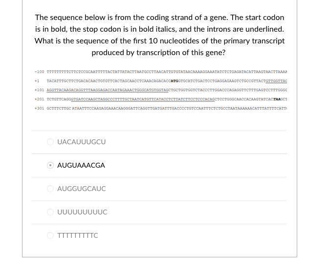 Solved The sequence below is from the coding strand of a | Chegg.com
