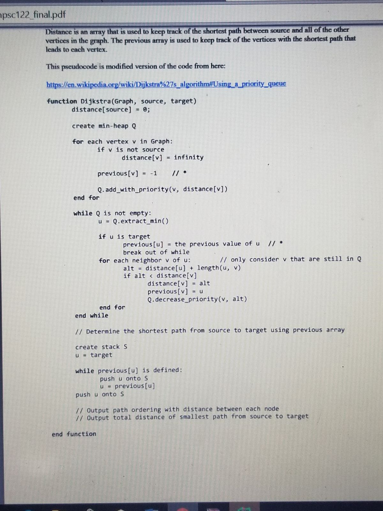 Dijkastra’s Shortest Path Algorithm between two | Chegg.com