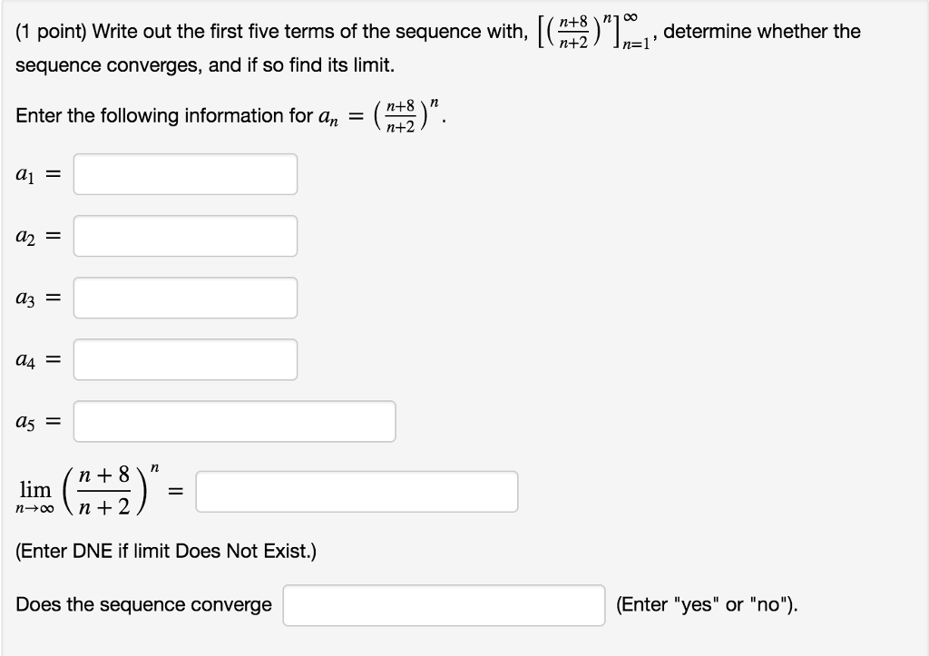 Solved (1 point) Write out the first five terms of the | Chegg.com