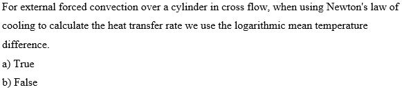 Solved For external forced convection over a cylinder in | Chegg.com