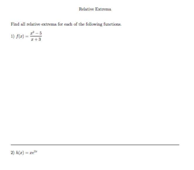 Solved Find all relative extrema for each of the following | Chegg.com
