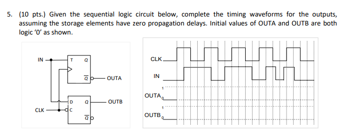 Solved 5. (10 pts.) Given the sequential logic circuit | Chegg.com