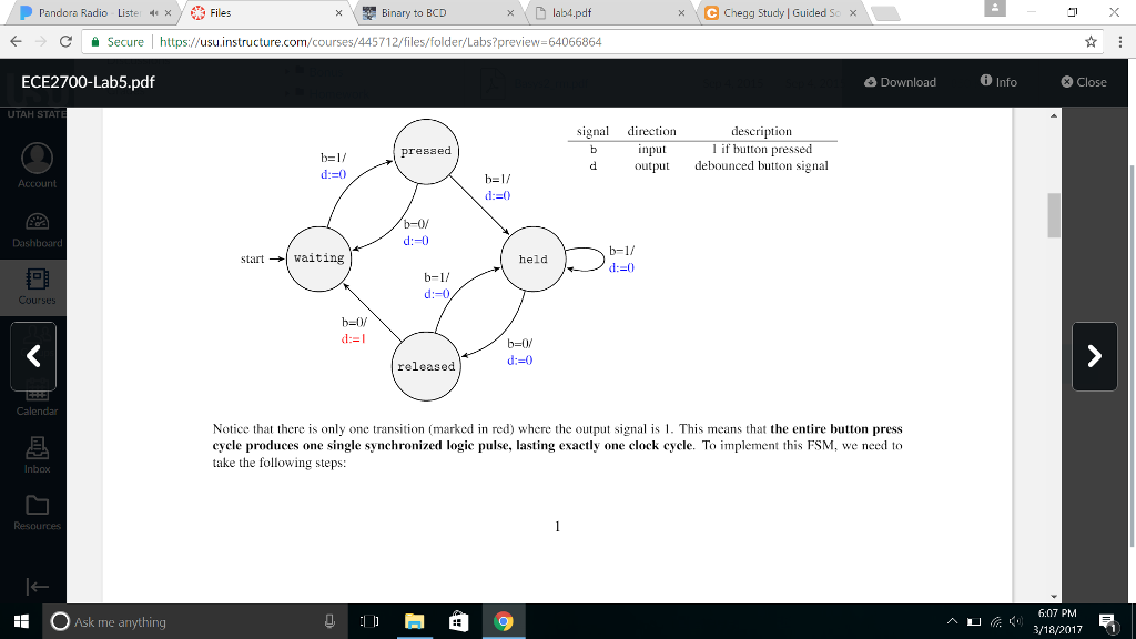 Solved Create A Verilog Module To Debounce A Button Push 