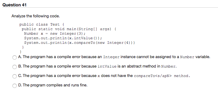 Solved Question 46 2 points Analyze the following code: | Chegg.com