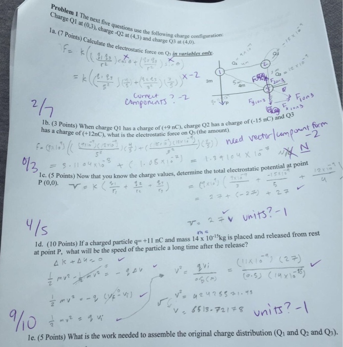 Solved Calculate The Electrostatic Force On Q 3 In Variables