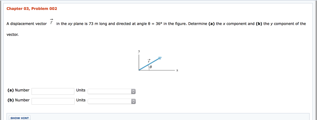 Solved Chapter 03, Problem 002 A displacement vector r in | Chegg.com