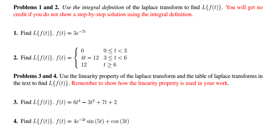Solved Use the integral definition of the laplace transform | Chegg.com