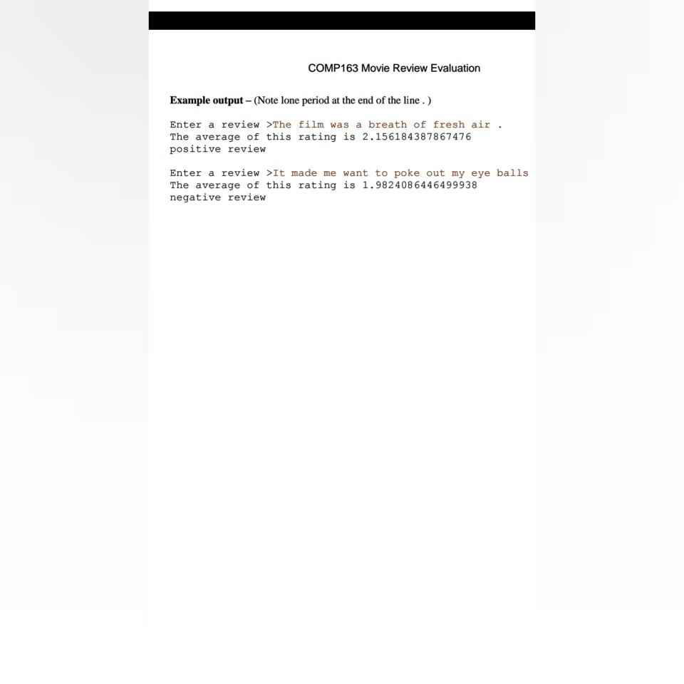 Solved COMP163 Movie Review Evaluation The purpose of this | Chegg.com