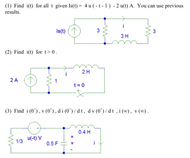 Solved Find i(t) for all t given Is(t) = 4u (- t - 1) - 2 | Chegg.com
