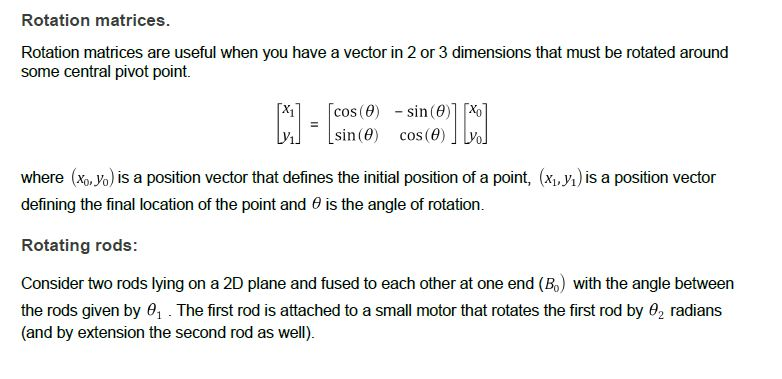 Solved Rotation Matrices Rotation Matrices Are Useful When 5956