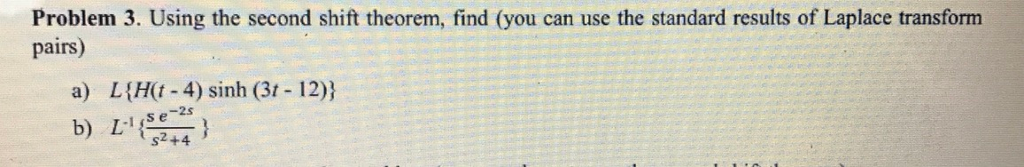 Solved Using the second shift theorem, find (you can use the | Chegg.com