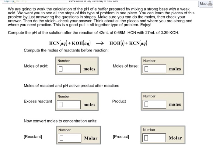 Solved Map We are going to work the calculation of the pH of | Chegg.com