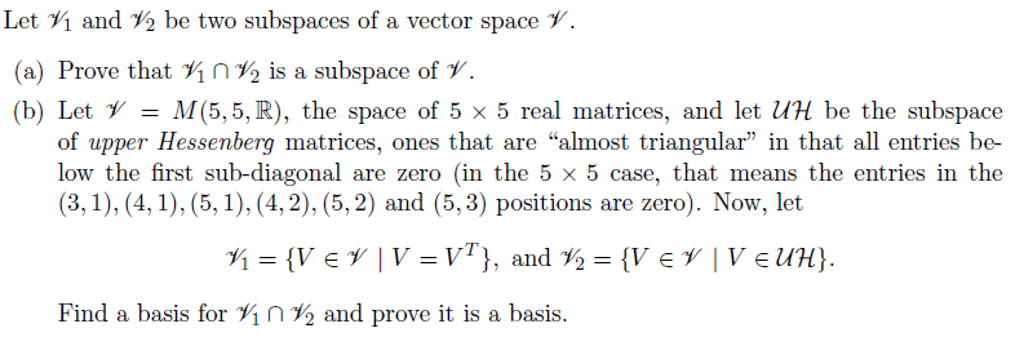 Solved Let V_-1 and V_2 be two subspaces of a vector space | Chegg.com