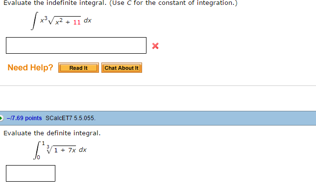 Solved Evaluate the indefinite integral. (Use C for the | Chegg.com Solved Evaluate the indefinite integral. (Use C for the | Chegg.com