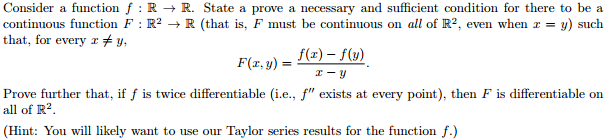 Solved Consider a function f: R rightarrow R. State a prove | Chegg.com