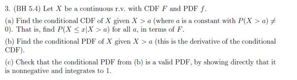 Solved Let X be a continuous r.v. with CDF F and PDF f. | Chegg.com