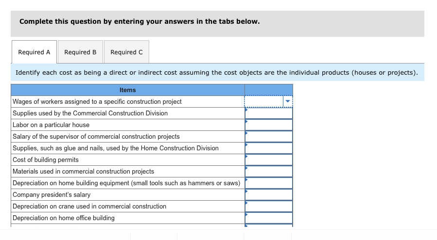 Solved Exercise 4-1A Direct versus indirect costs LO 4-1 | Chegg.com
