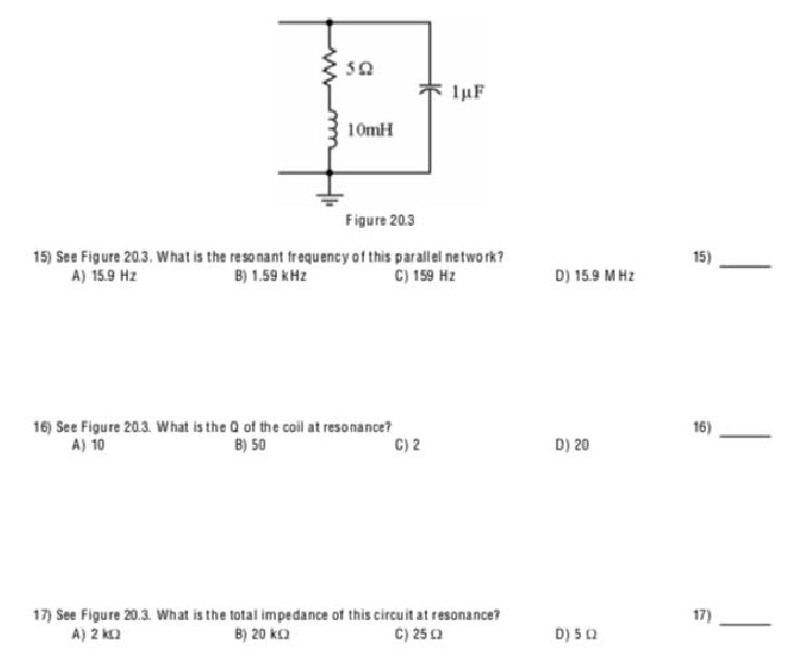 Solved What is the resonant frequency of this parallel | Chegg.com