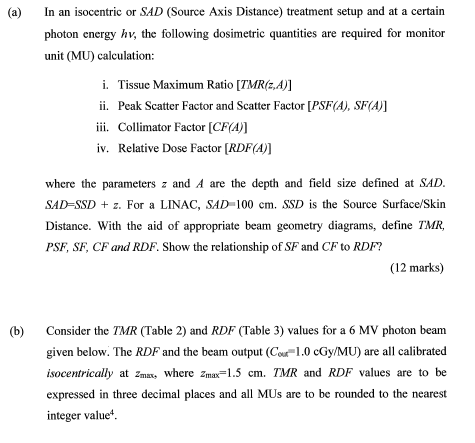 (a) In an isocentric or SAD (Source Axis Distance | Chegg.com