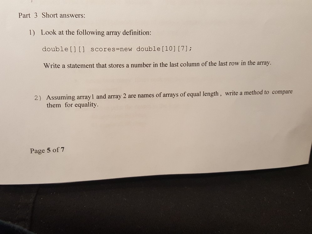 Solved Part 3 Short Answers Look At The Following Array 2344