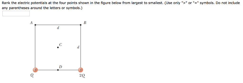 Solved Rank the electric potentials at the four points shown | Chegg.com