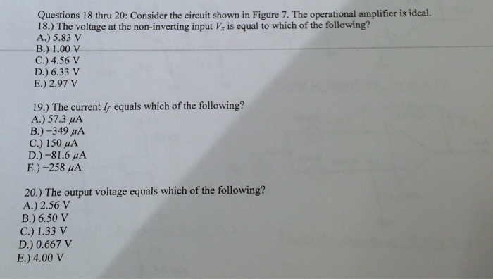 Solved Questions 18 thru 20: Consider the circuit shown in | Chegg.com