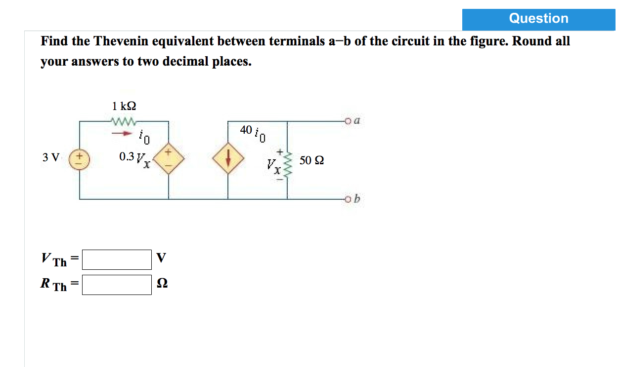 Solved Find the Thevenin equivalent between terminals a-b of | Chegg.com