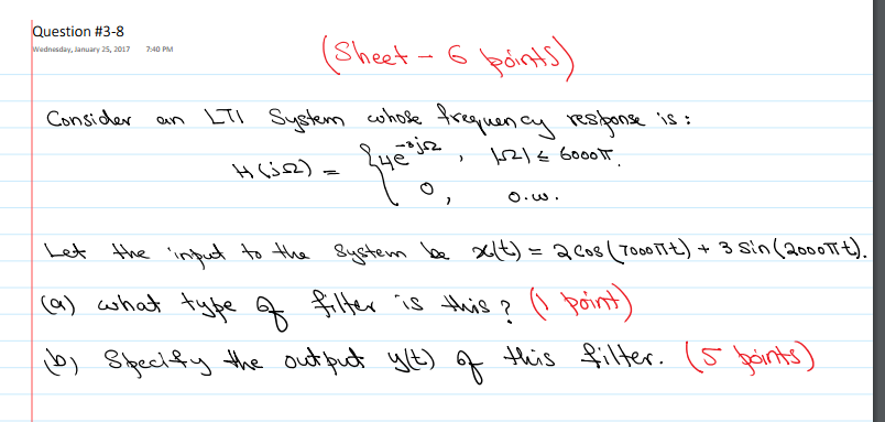 Solved Consider an LTI System whole frequency response is: | Chegg.com