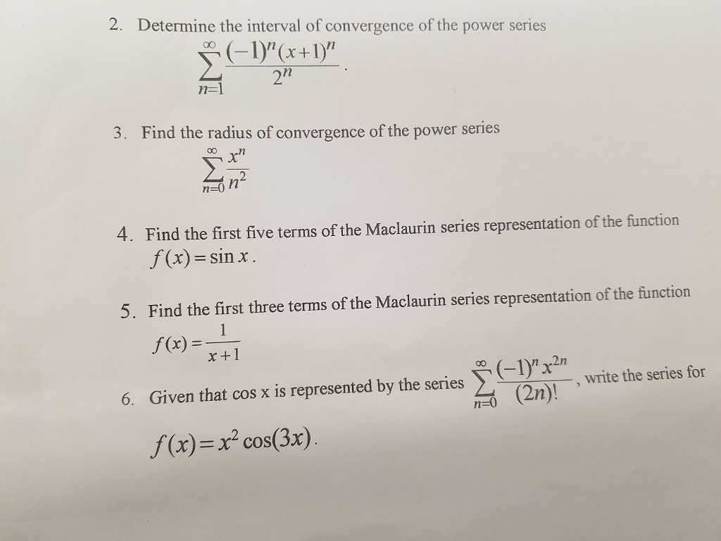 Solved Determine the interval of convergence of the power | Chegg.com